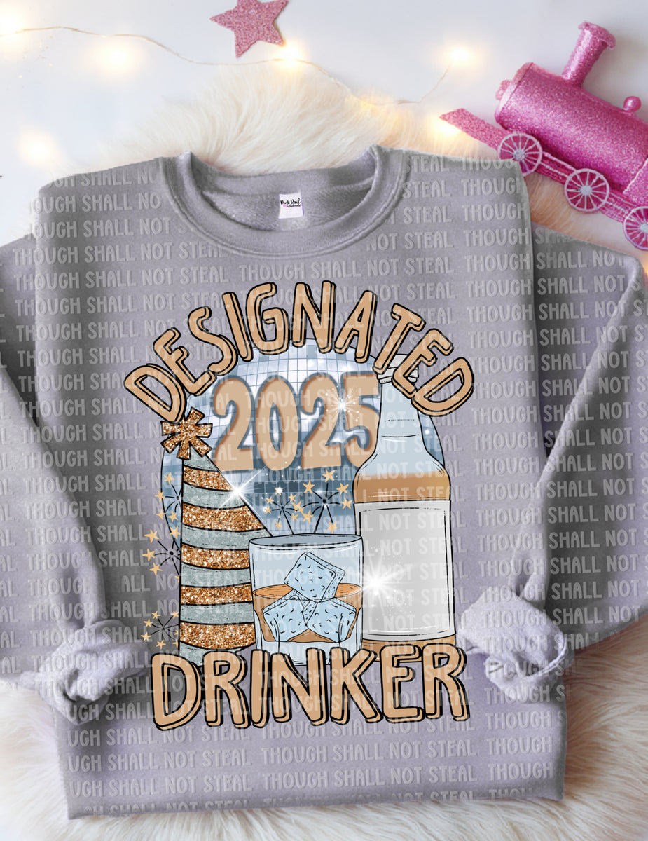 01-46 Designated Drinker DTF TRANSFER ONLY – Pink Rail Creations