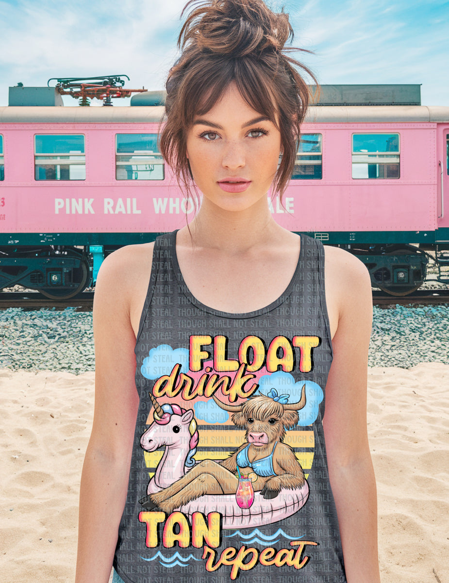 H-207 B Feminine - Float Drink Tan Repeat DTF TRANSFER ONLY – Pink Rail Creations