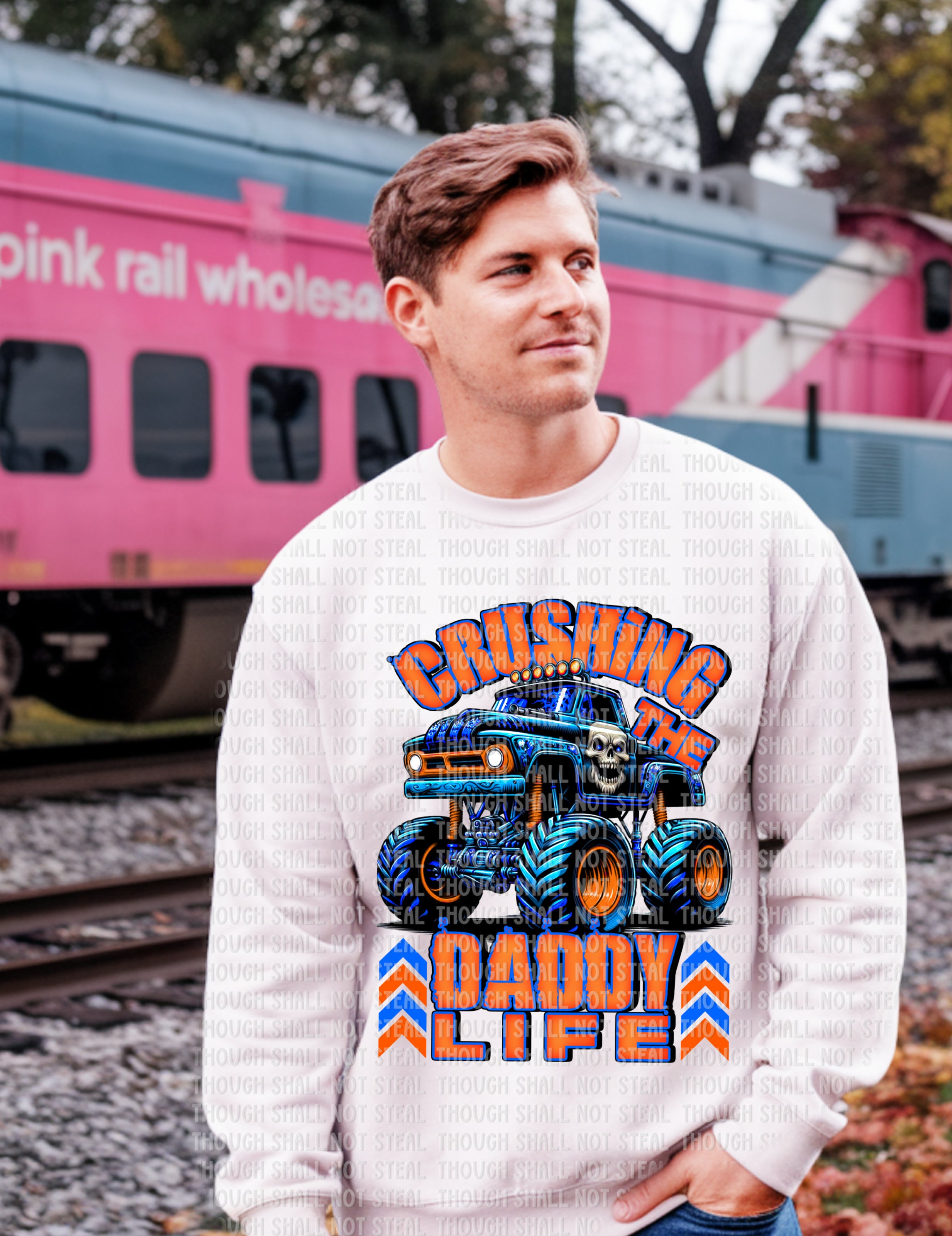 06-129 Crushing the Daddy life Completed Tee – Pink Rail Creations