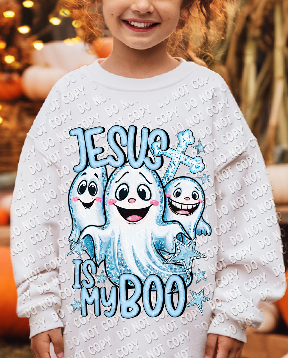 10-191 Jesus is my Boo - Blue DTF Transfer ONLY – Pink Rail Creations