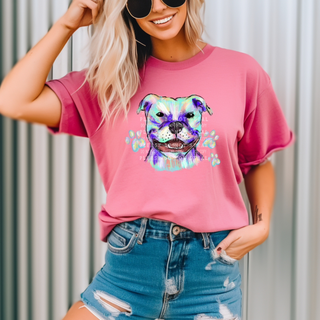 19-9 Watercolor Pit Bull DTF TRANSFER ONLY – Pink Rail Creations