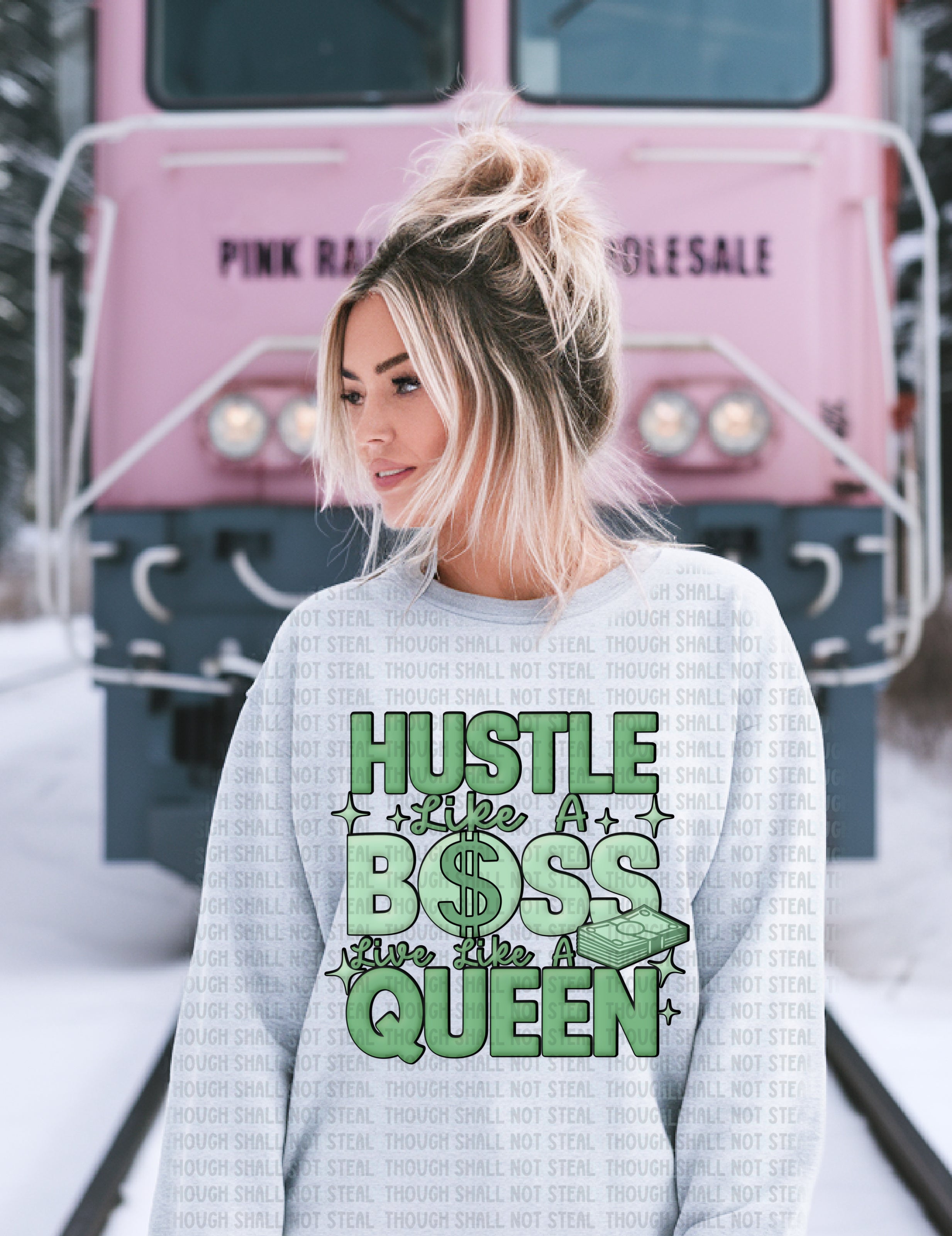 35-21 A Green - Hustle Like A Boss Live Like A Queen DTF Transfer Only ...