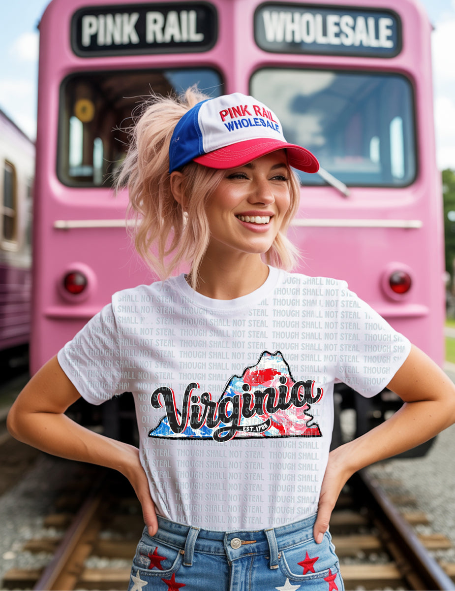 F-03 Patriotic State CHOOSE YOUR STATE (U-W) Completed Tee – Pink Rail ...