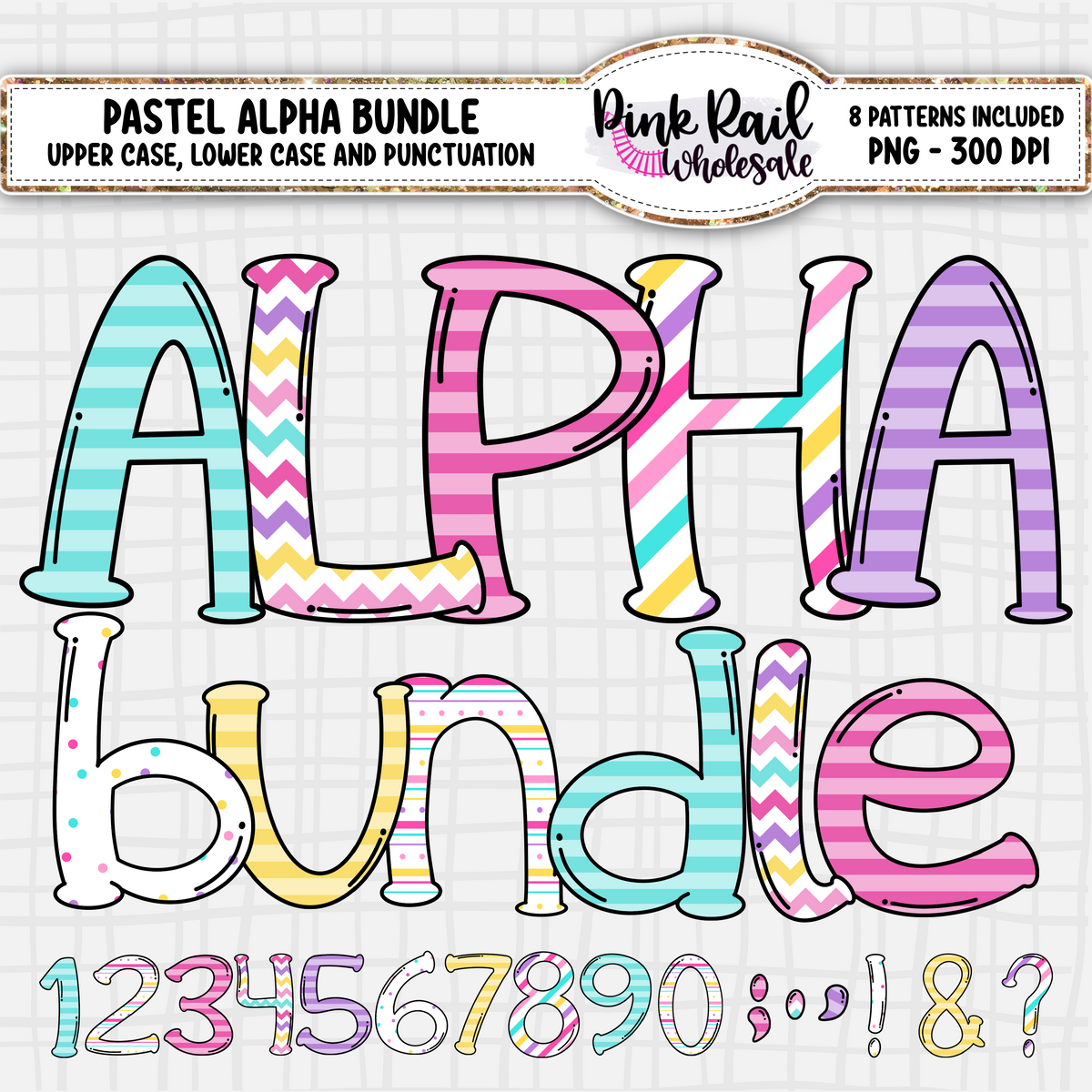 Pastel Mega Alpha Bundle - 8 Different Patterns – Pink Rail Creations