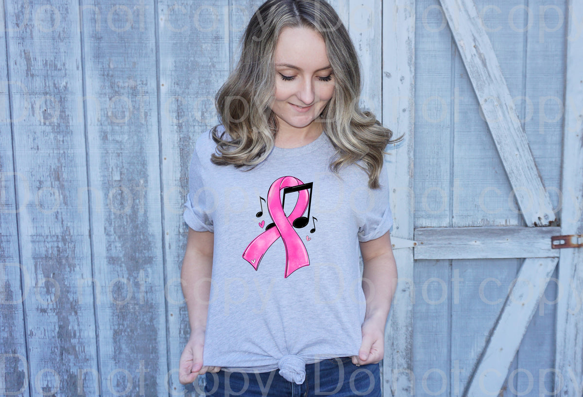 45-64 Breast cancer ribbon music band DTF TRANSFER ONLY – Pink Rail ...